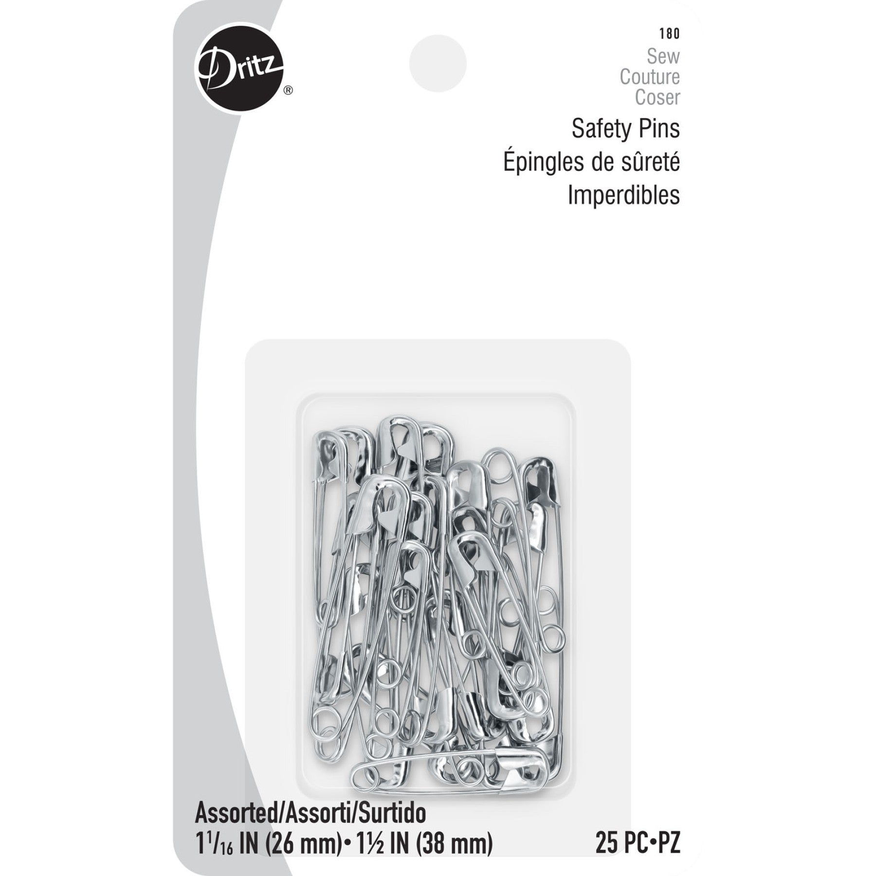 Dritz Safety Pins 25 ct | Nickel Sewing & Craft Pins – Sewing Studio ...