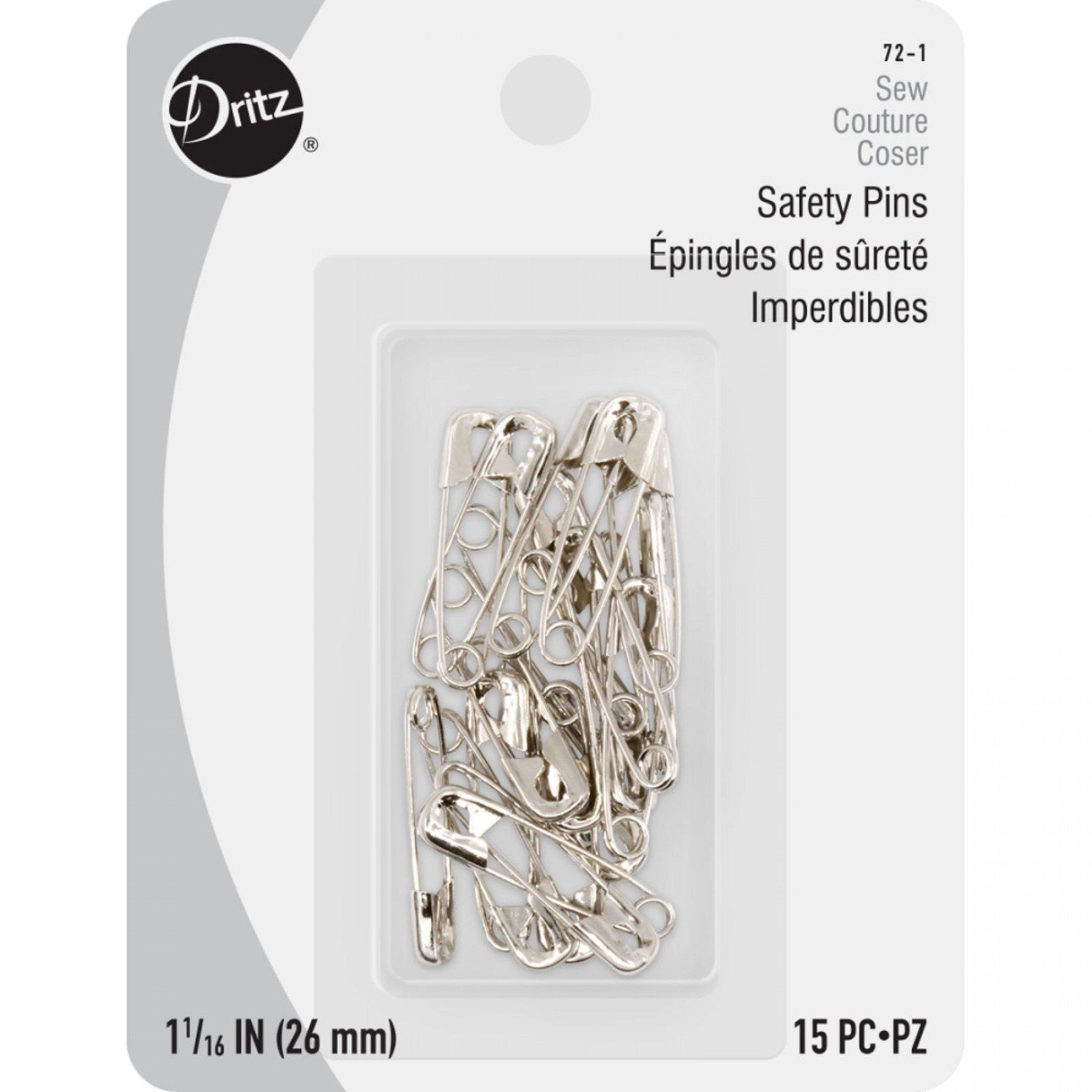 Dritz Safety Pins Size 1 – Nickel-Plated Steel | 14 Pack – Sewing ...